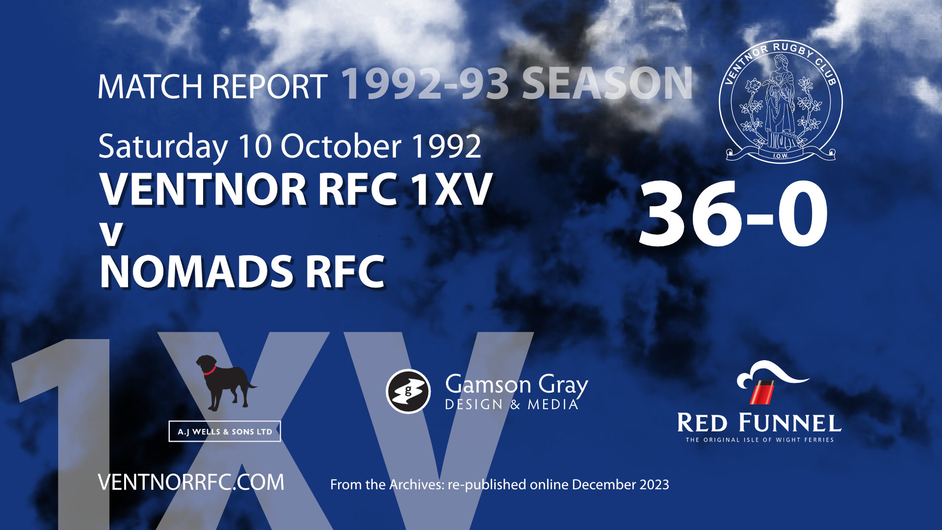 From the VRFC archives Ventnor RFC 1XV 36-0 Nomads RFC match report ...