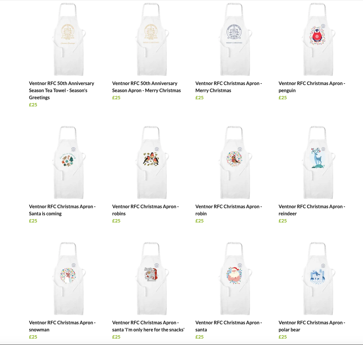 New Ventnor RFC Christmas Aprons now available
